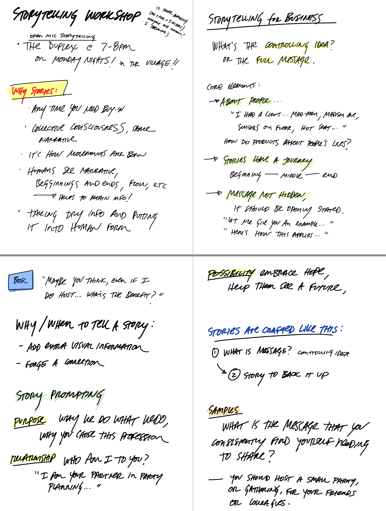Storytelling Workshop in NYC: My Notes